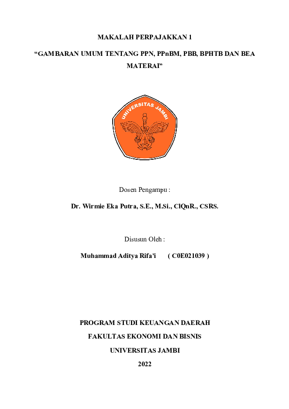 (DOC) GAMBARAN UMUM TENTANG PPN, PPnBM, PBB, BPHTB, DAN BEA MATERAI
