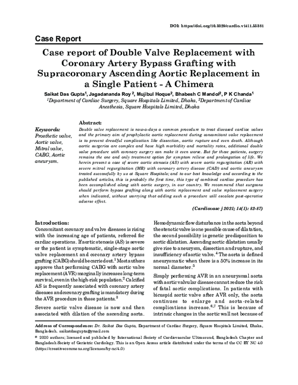 (PDF) Case report of Double Valve Replacement with Coronary Artery ...
