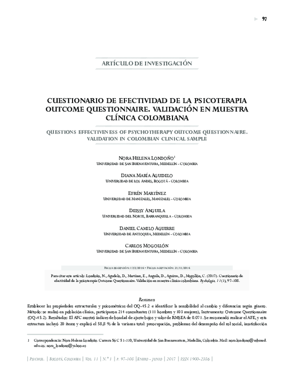 (PDF) Questions Effectiveness of Psychotherapy Outcome Questionnaire ...