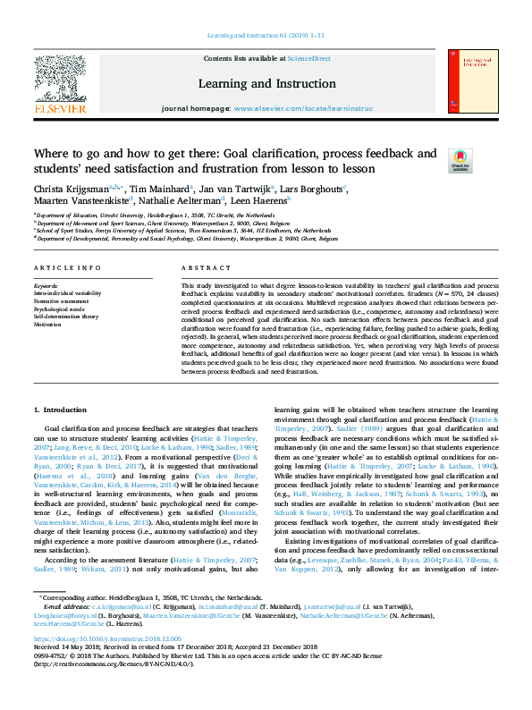 (PDF) Where to go and how to get there: Goal clarification, process ...