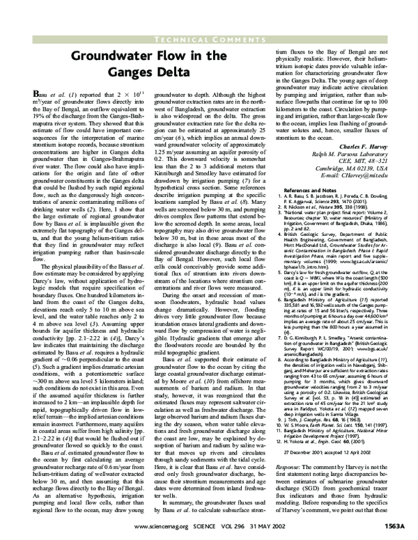 (PDF) Groundwater Flow in the Ganges Delta