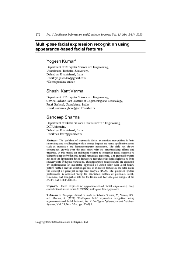 (PDF) Multi-pose facial expression recognition using rectangular HOG feature extractor and label ...