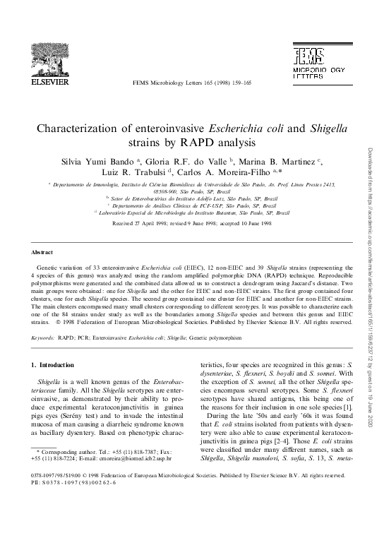 (PDF) Characterization of enteroinvasive Escherichia coli and Shigella ...