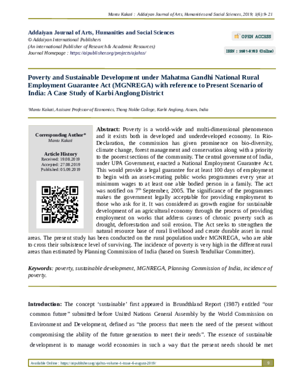 (PDF) Poverty and Sustainable Development under Mahatma Gandhi National ...