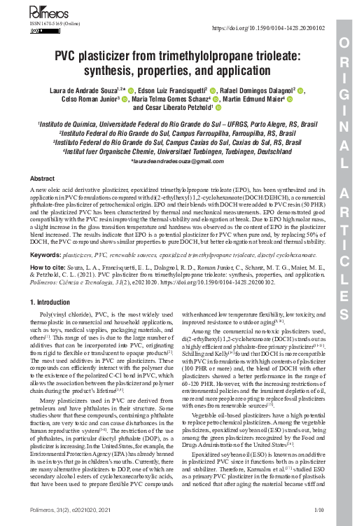 PVC plasticizer from trimethylolpropane trioleate: synthesis ...