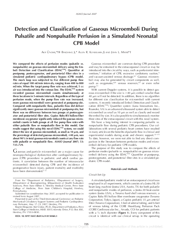 (PDF) Detection and Classification of Gaseous Microemboli During ...