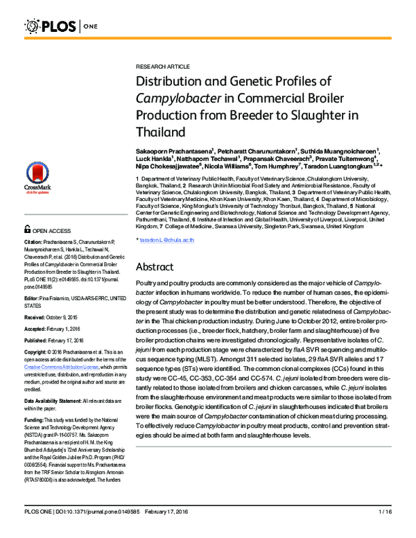 (PDF) Distribution and Genetic Profiles of Campylobacter in Commercial ...