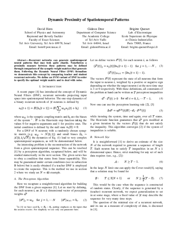 Pdf Dynamic Proximity Of Spatiotemporal Patterns