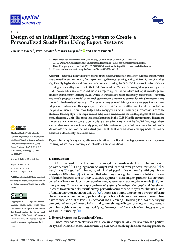 (PDF) Intelligent Tutoring System for Personalized Learning
