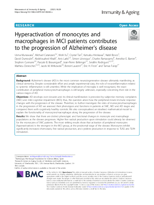 (PDF) Hyperactivation of monocytes and macrophages in MCI patients ...