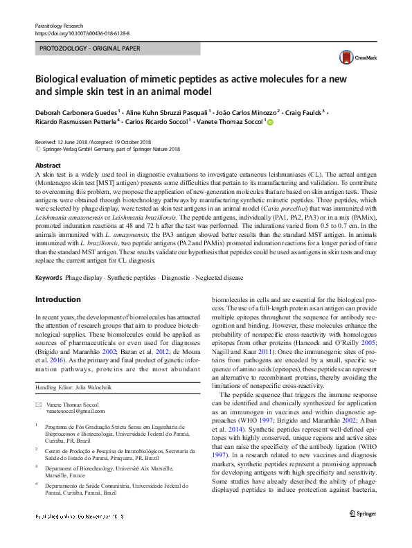 (PDF) Biological evaluation of mimetic peptides as active molecules for ...