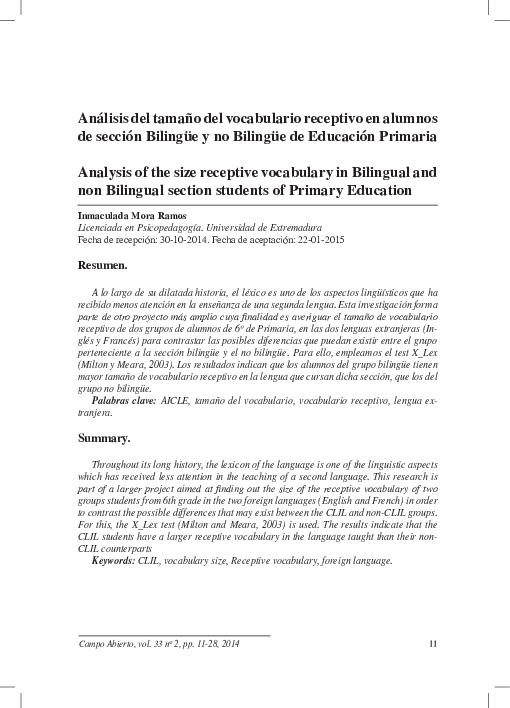 (PDF) Análisis del tamaño del vocabulario receptivo en alumnos de sección Bilingüe y no Bilingüe ...