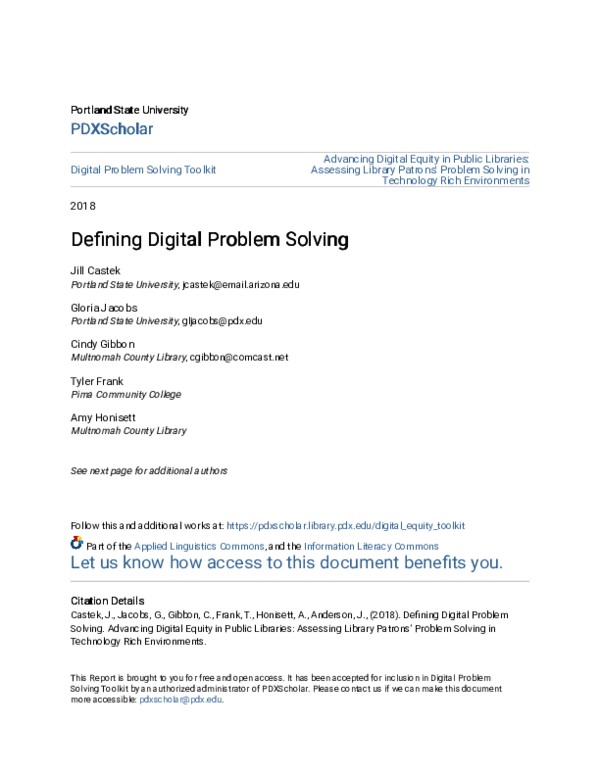 (PDF) Defining Digital Problem Solving