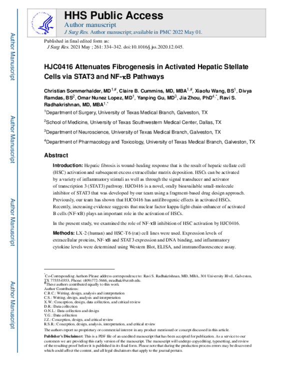 (PDF) HJC0416 Attenuates Fibrogenesis in Activated Hepatic Stellate ...