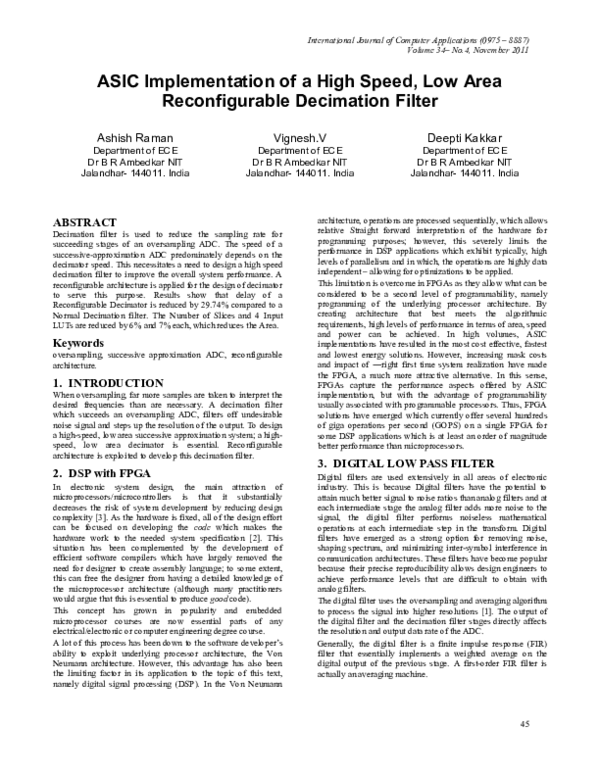 (PDF) Reconfigurable Decimation Filter