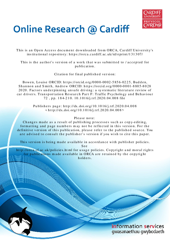 (PDF) Factors underpinning unsafe driving: A systematic literature ...