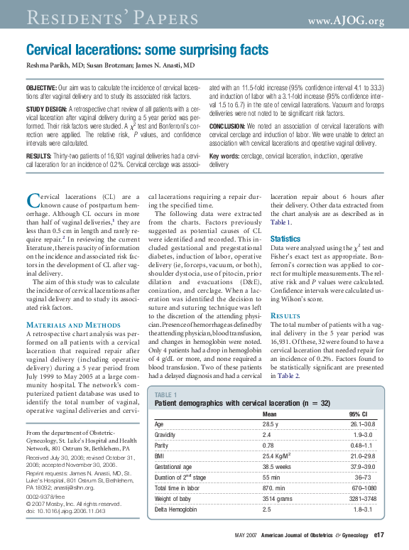 (PDF) Cervical lacerations: some surprising facts