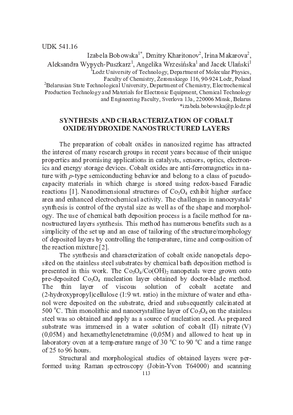 (PDF) Synthesis and characterization of cobalt oxide nanoparticles by thermal treatment process