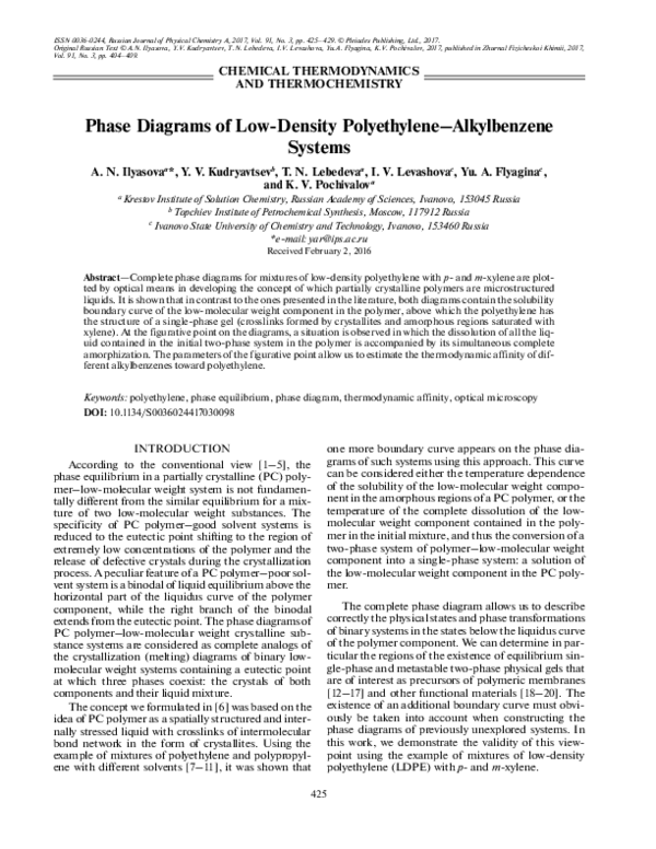(PDF) Phase diagrams of low-density polyethylene–alkylbenzene systems