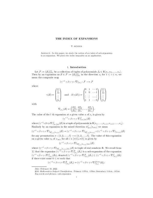 (PDF) The Index of Expansions