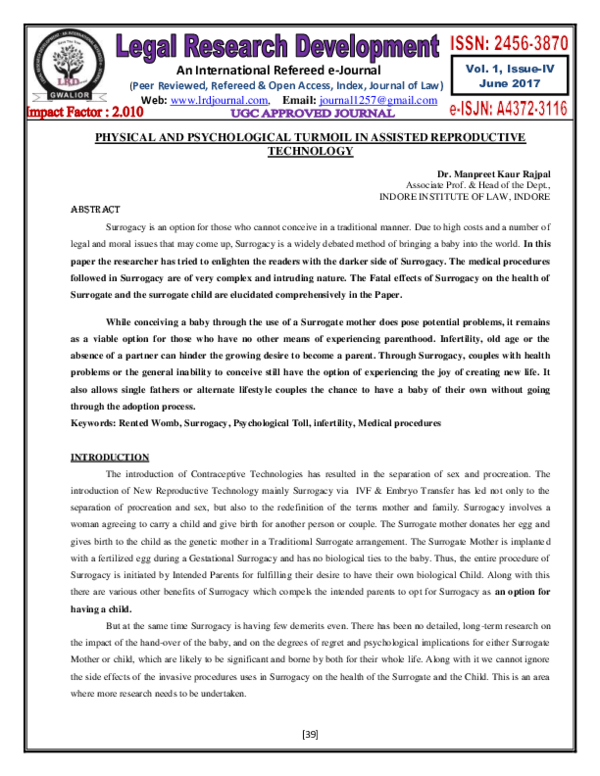 (PDF) Physical and Psychological Turmoil in Assisted Reproductive ...