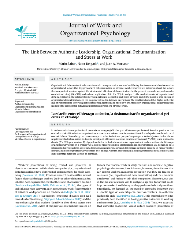 (PDF) The Link Between Authentic Leadership, Organizational ...