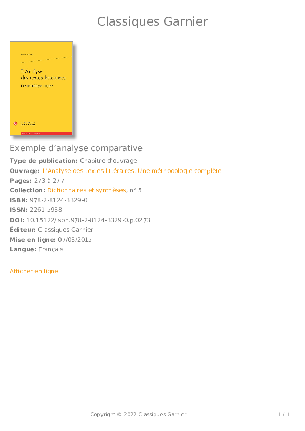 (PDF) L’Analyse des textes littéraires. Une méthodologie complète ...