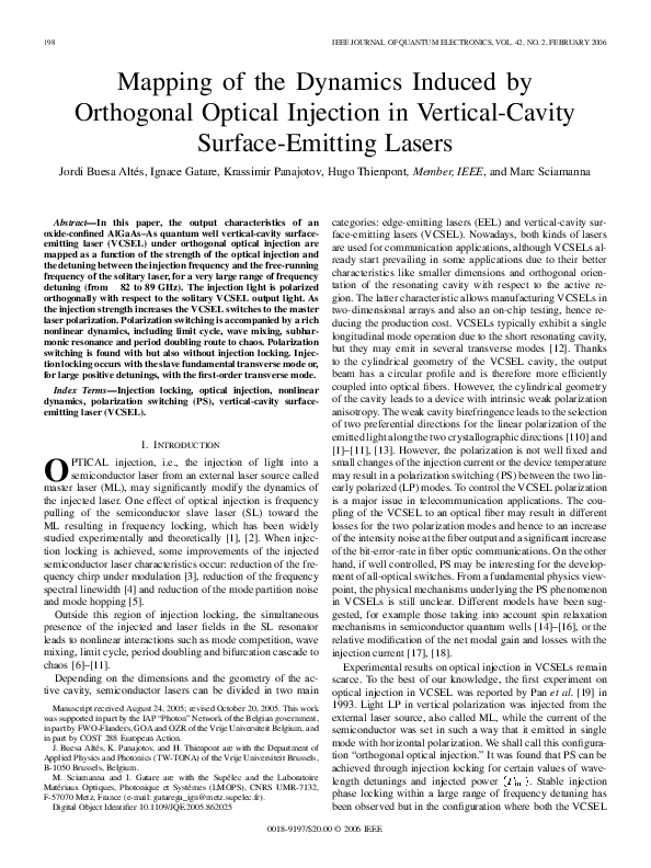 (PDF) Mapping of the Dynamics Induced by Orthogonal Optical Injection ...