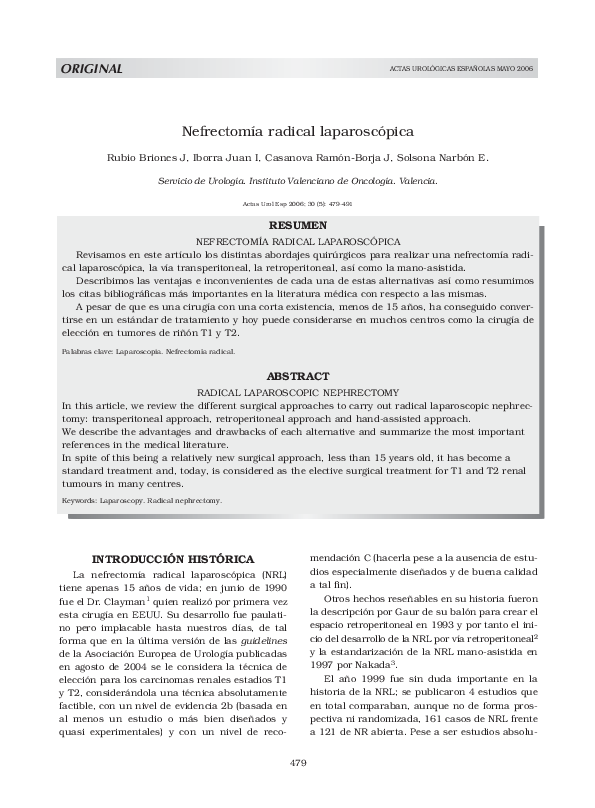(PDF) Nefrectomía radical laparoscópica
