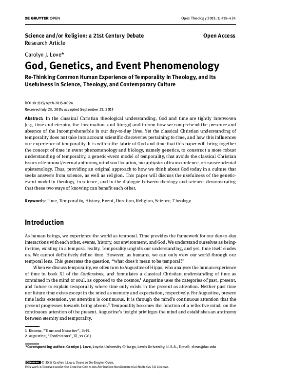 (PDF) God, Genetics, and Event Phenomenology