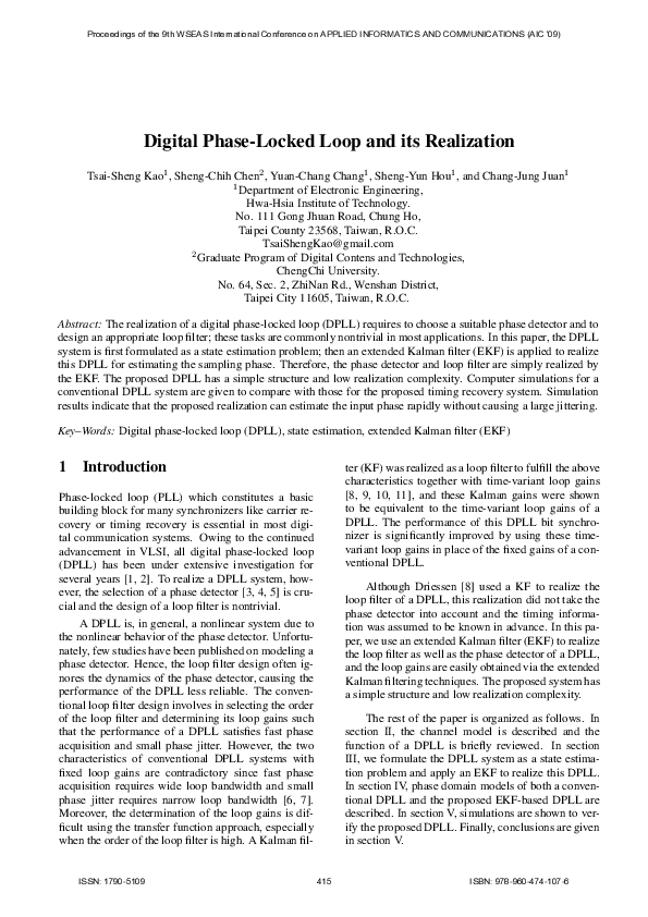 (PDF) Digital phase-locked loop and its realization
