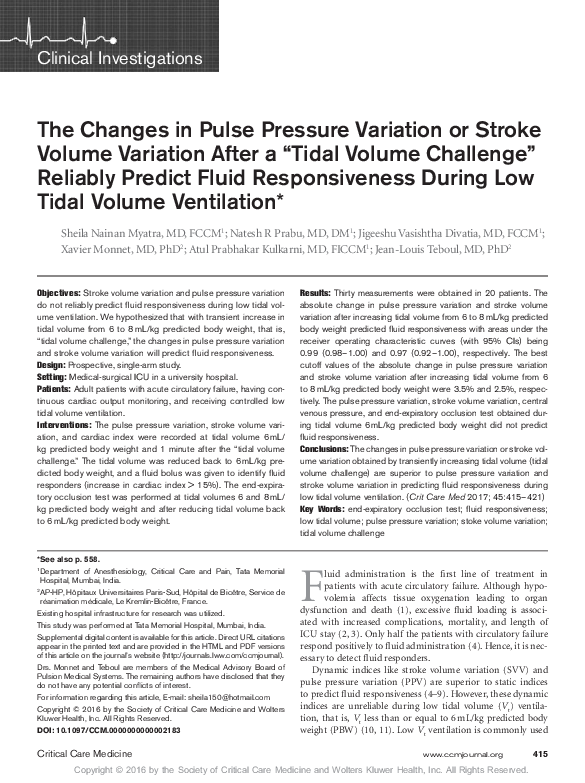 (PDF) The Changes in Pulse Pressure Variation or Stroke Volume ...