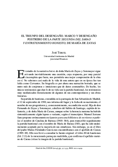 (PDF) El triunfo del Desengaño. Marco y desengaño postrero de la Parte ...