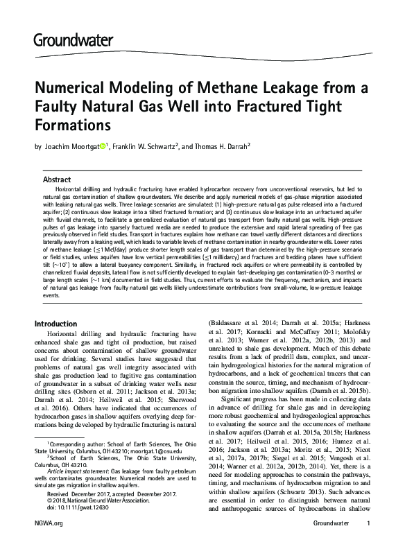 (PDF) Numerical Modeling of Methane Leakage from a Faulty Natural Gas ...
