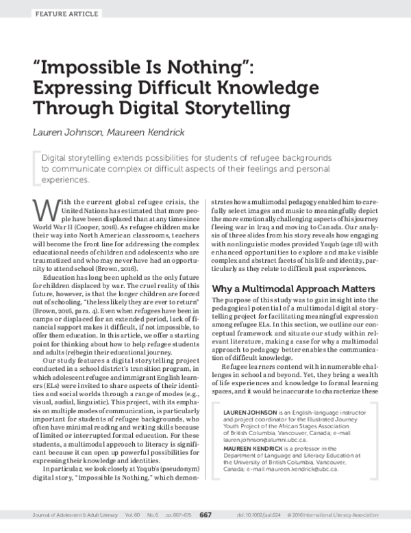 (PDF) “Impossible Is Nothing”: Expressing Difficult Knowledge Through ...