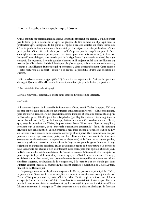 (PDF) Flavius Josèphe et « un quelconque Jésus