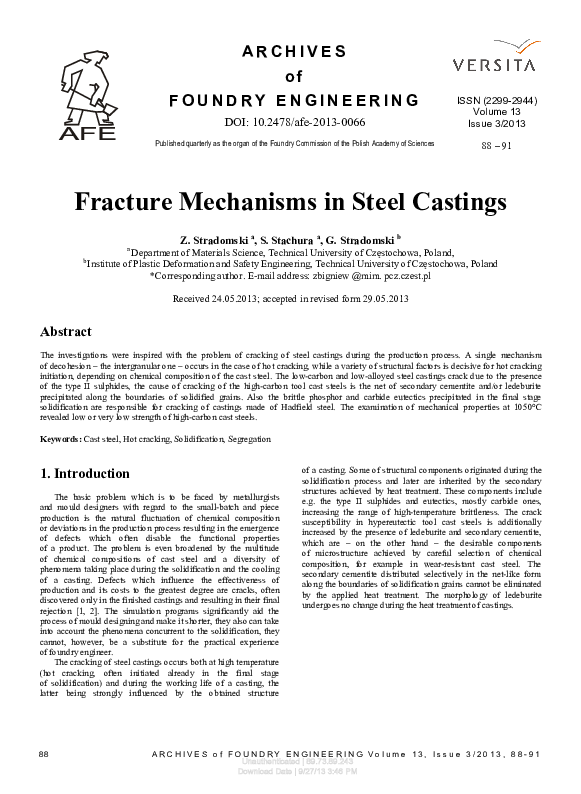 (PDF) Fracture Mechanisms in Steel Castings