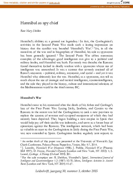 (PDF) Hannibal as Spy Chief