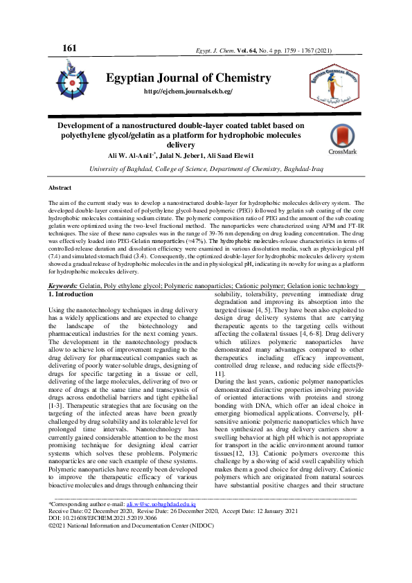 (PDF) Development of a nanostructured double-layer coated tablet based on polyethylene glycol ...