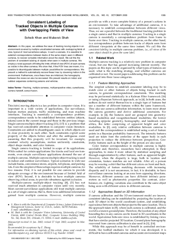 (PDF) Consistent labeling of tracked objects in multiple cameras with ...