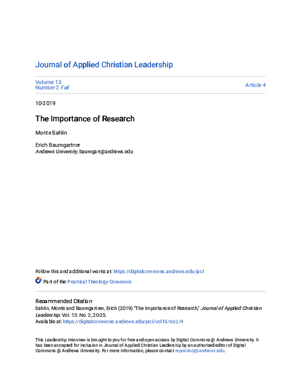 (PDF) The Importance of Research