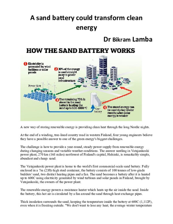 (DOC) A sand battery could transform clean energy (DOC) A sand battery could transform clean energy