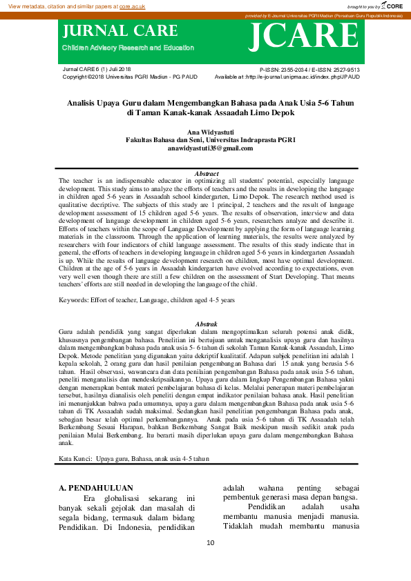 (PDF) Analisis Upaya Guru dalam Mengembangkan Bahasa pada Anak Usia 5-6 ...