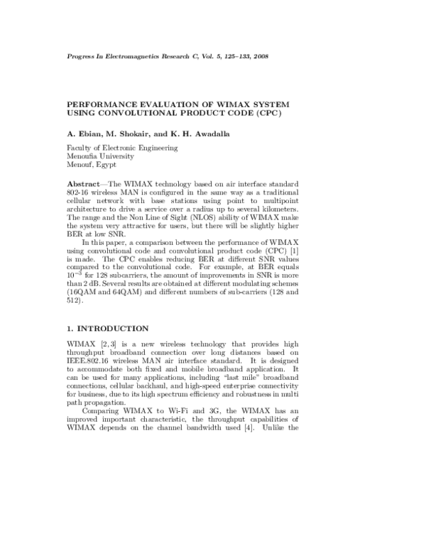 Pdf Performance Evaluation Of Wimax System Using Convolutional