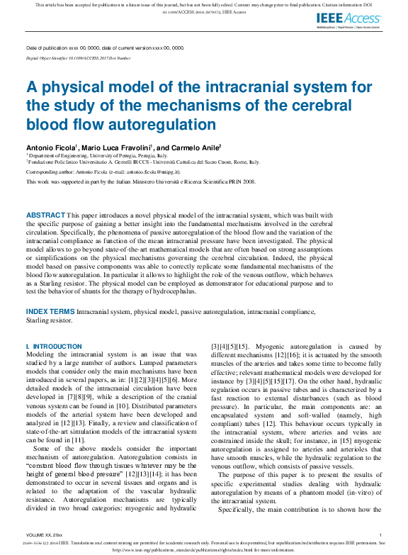 (PDF) A physical model of the intracranial system for the study of the mechanisms of the ...