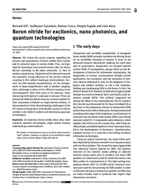 (PDF) Boron nitride for excitonics, nano photonics, and quantum technologies