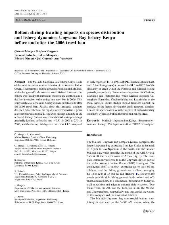 (PDF) Bottom shrimp trawling impacts on species distribution and ...