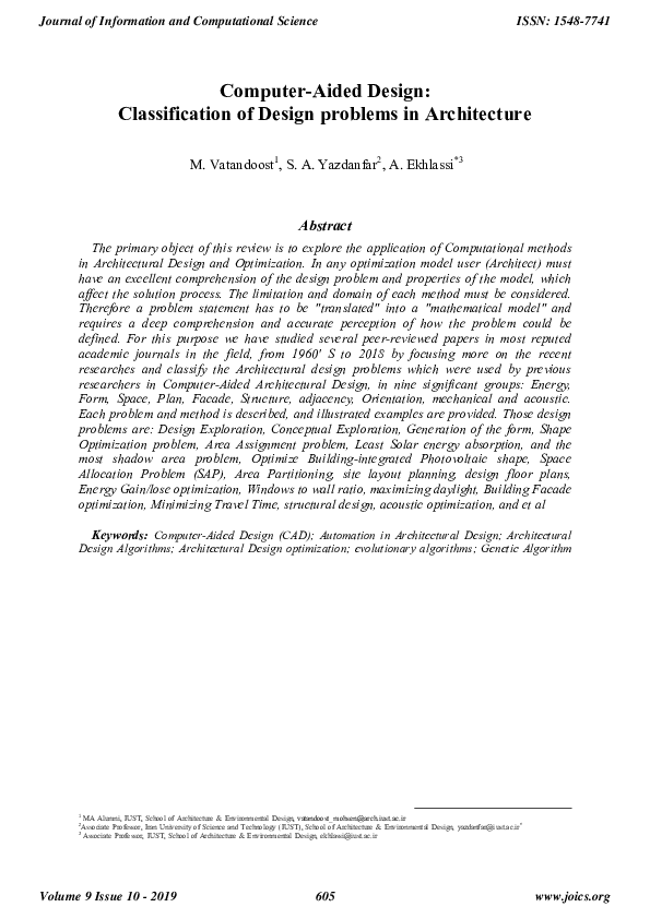 (PDF) Computer-Aided Design: Classification of Design problems in Architecture