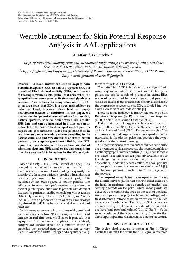 (PDF) Wearable Instrument for Skin Potential Response Analysis in AAL ...