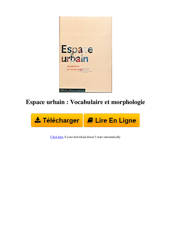 (PDF) Espace urbain : vocabulaire et morphologie